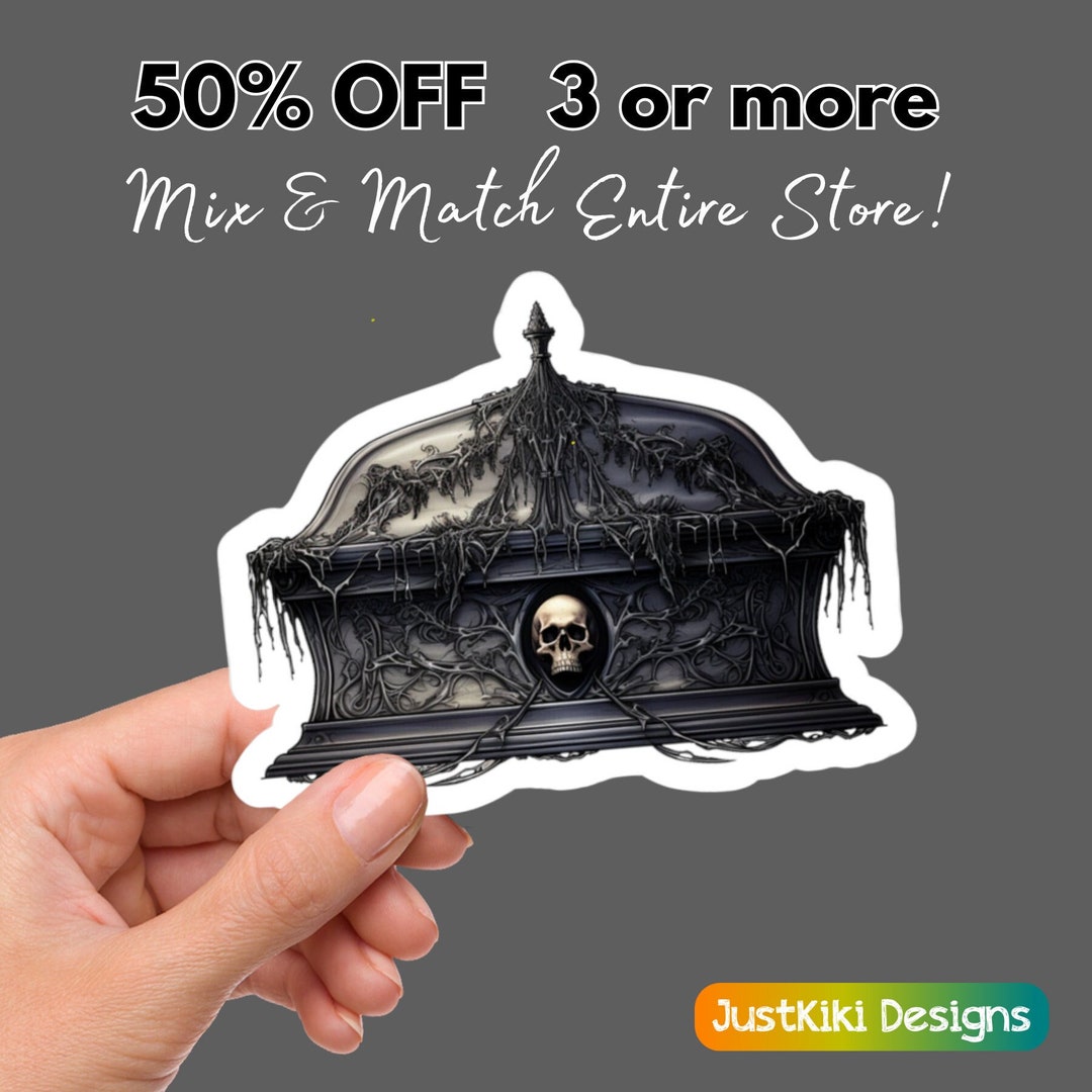 Gothic Coffin Sticker: Creepy Halloween Waterproof Decal - Etsy