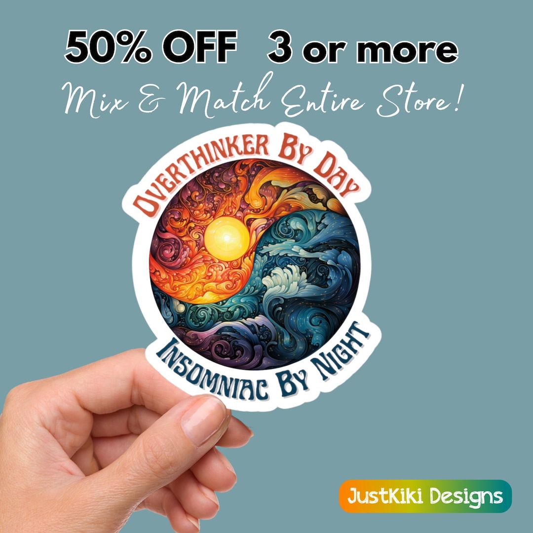 Funny Anxiety Sticker, Self Care Laptop Sticker, Overthinker Insomniac ...