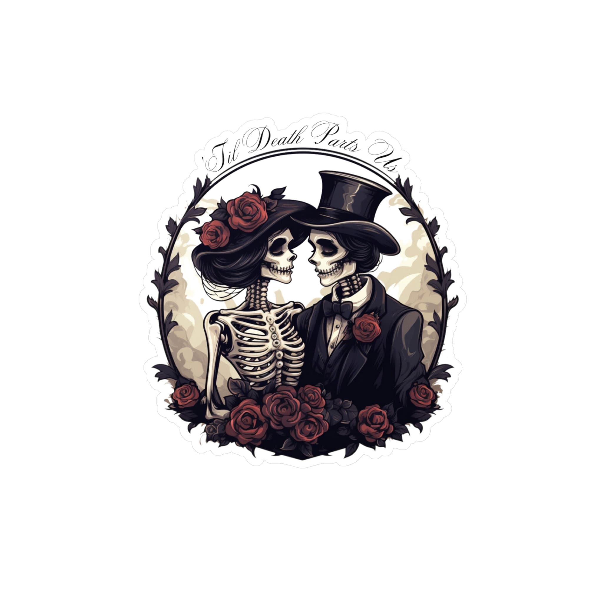 Skeleton Couple Sticker, Goth Aesthetic Laptop Sticker, Halloween ...