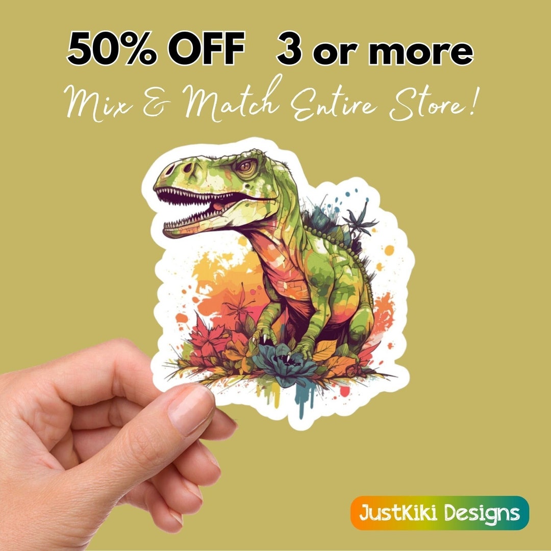 Vintage Paint Splatter Dinosaur Sticker, Retro 1970s 1980s Dino, Indoor ...