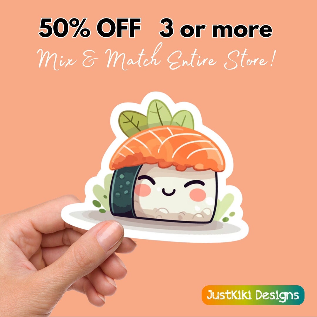 Cute Kawaii Sushi Sticker, Japanese Cartoon Aesthetic, Indoor Outdoor ...