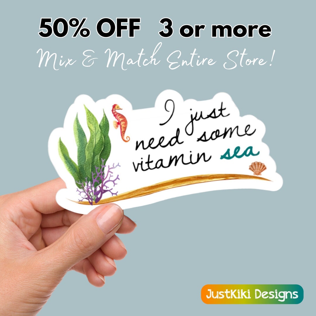 Cute Beach Vacation Sticker, Vitamin Sea Laptop Sticker, Summer Vibes ...