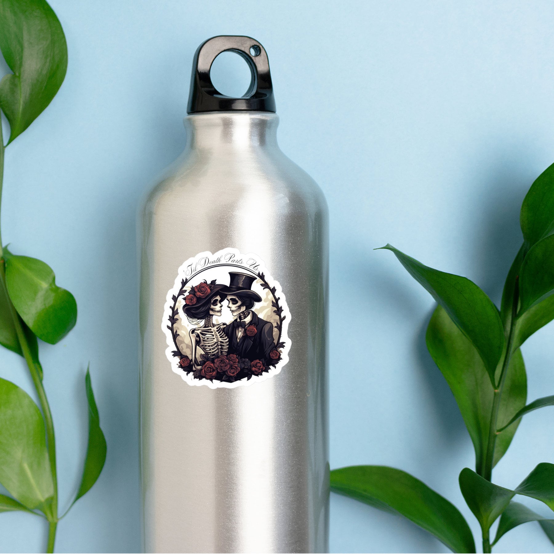 Skeleton Couple Sticker, Goth Aesthetic Laptop Sticker, Halloween ...