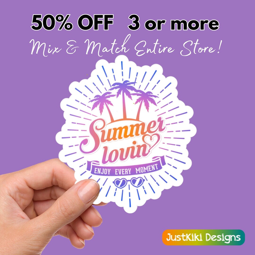 Cute Summer Lovin' Sticker, Summer Vacation Laptop Sticker, Summertime ...