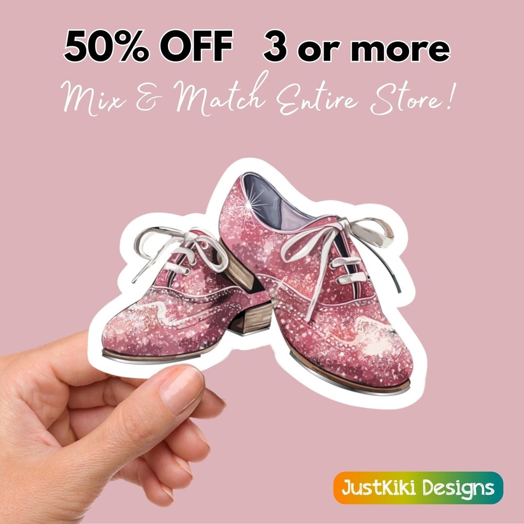 Pink Sparkly Tap Shoes Sticker: Waterproof Vinyl Decal - Etsy
