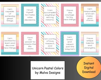 5 Positive Affirmation Classroom Posters, Playroom Art, Positive ...