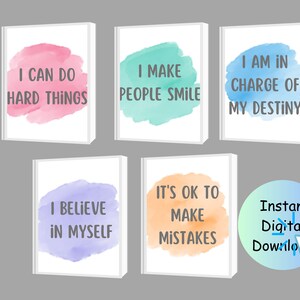 5 Positive Affirmation Classroom Posters, Playroom Art, Positive ...