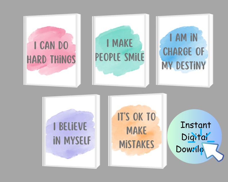 5 Positive Affirmation Classroom Posters, Playroom Art, Positive ...