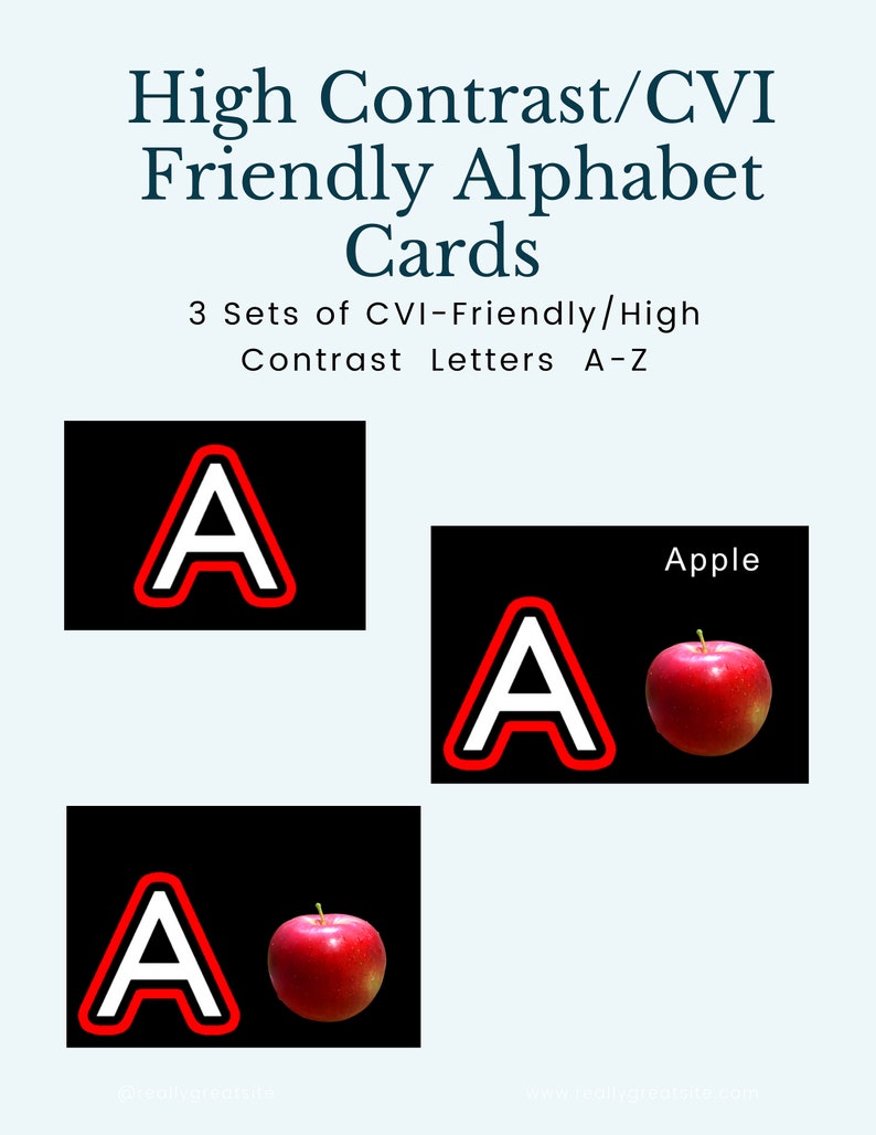 CVI Friendly Letters, High Contrast Alphabet Flashcards - Etsy