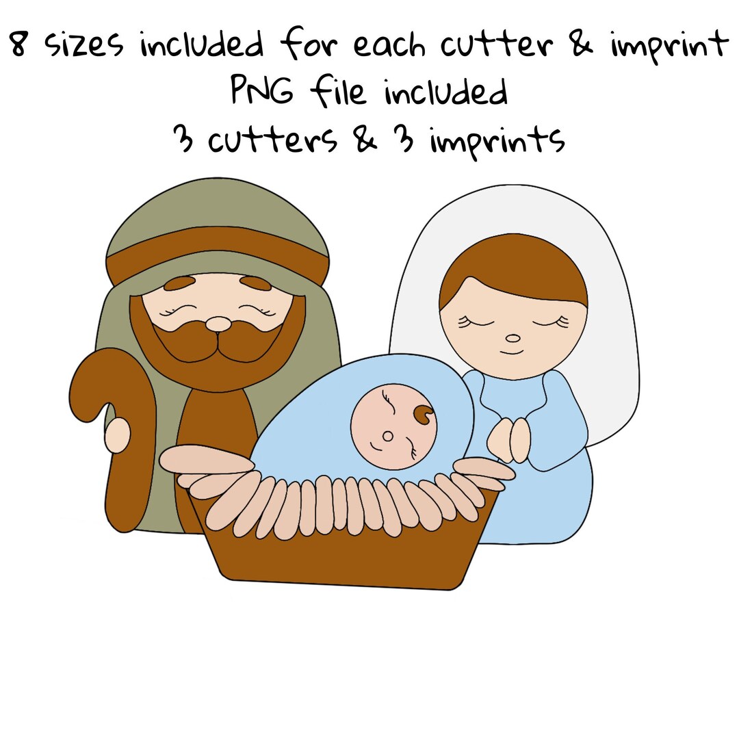 Holy Family Christmas Nativity Scene Cookie Cutter Imprint STL File ...