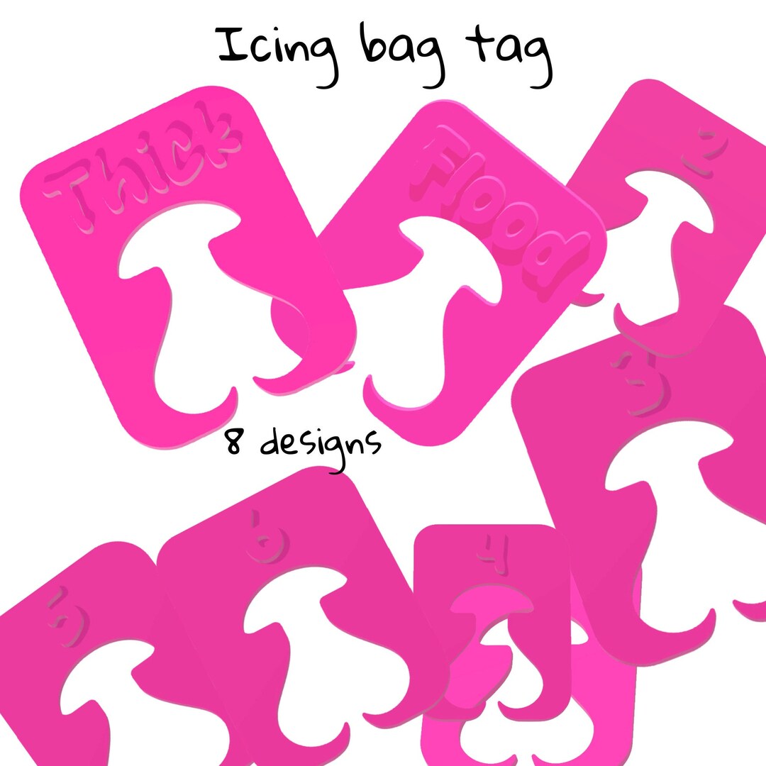 Icing Bag Tag for Different Icing Consitency Flood Thick Numbers STL ...