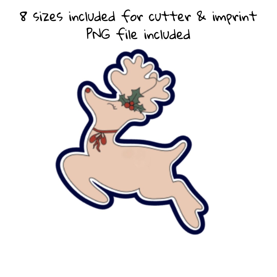 Christmas Reindeer Cookie Cutter: Winter Gingerbread Stamp (STL Digital ...