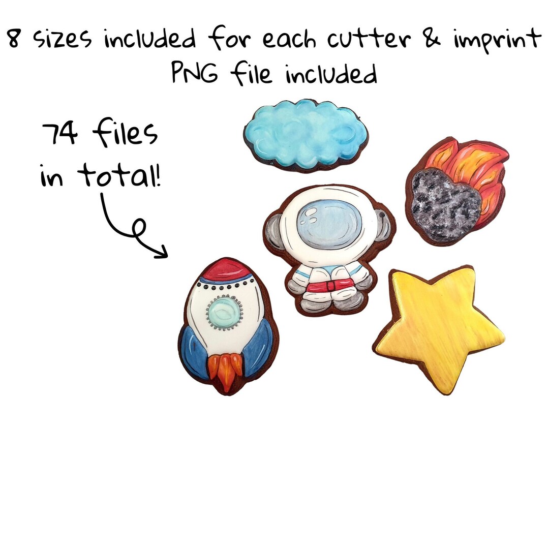 Space Cookie Cutter Set STL, One in the Space Astronaut Rocket Digital ...