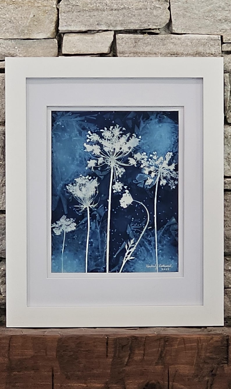 Harmony - Original Cyanotype Sun Print Watercolor Painting ...