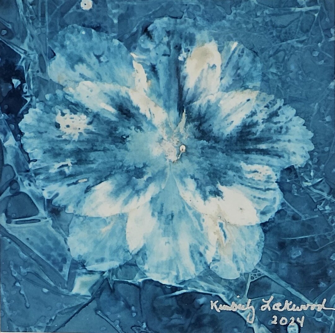 Floral Perfection - Original Cyanotype Sun Print Watercolor Painting ...