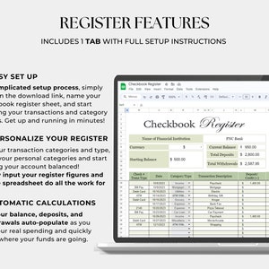 Digital Checkbook Register, Income and Expense Tracker, Spending Ledger ...
