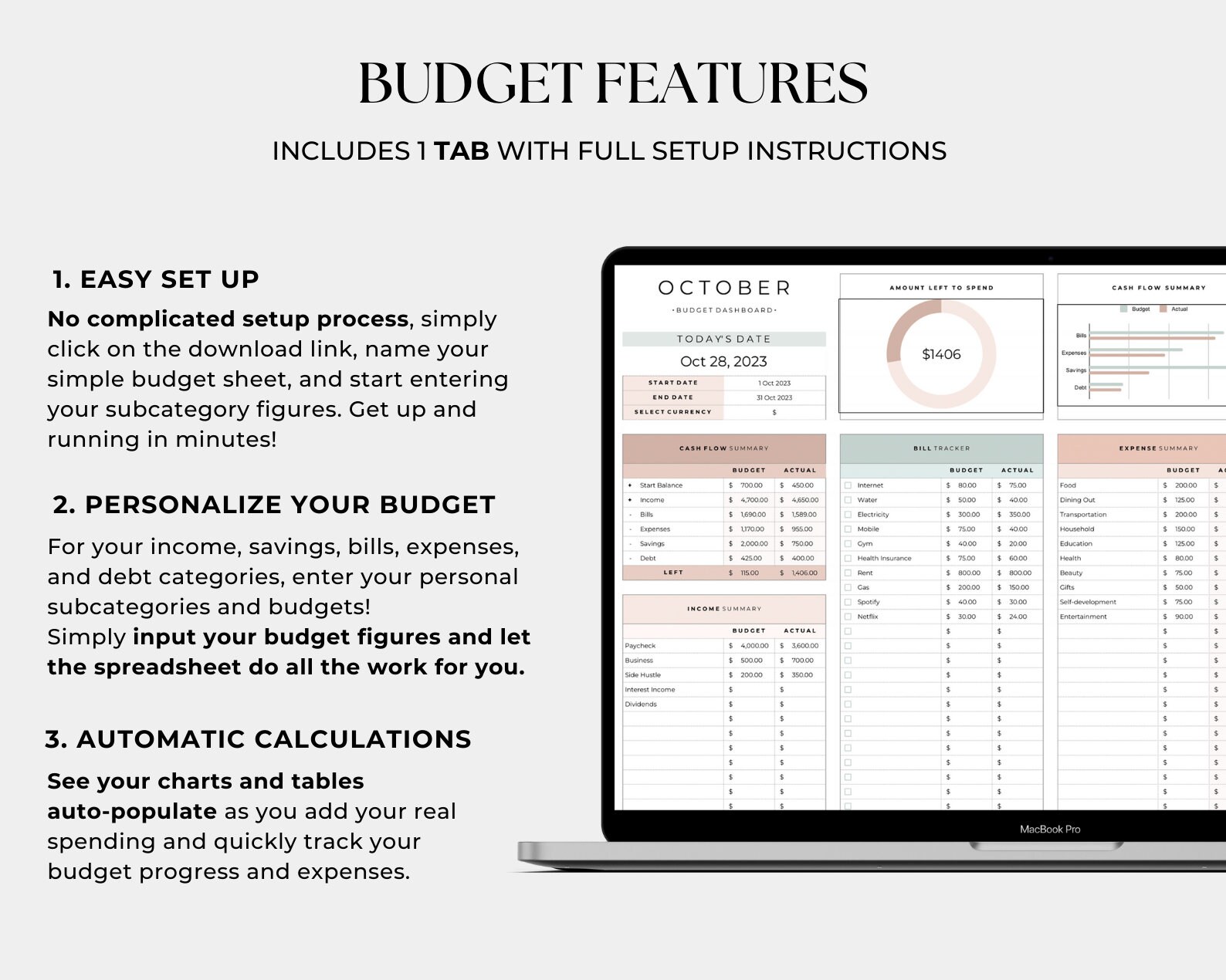 Monthly Budget Spreadsheet Google Sheets Budget Paycheck - Etsy