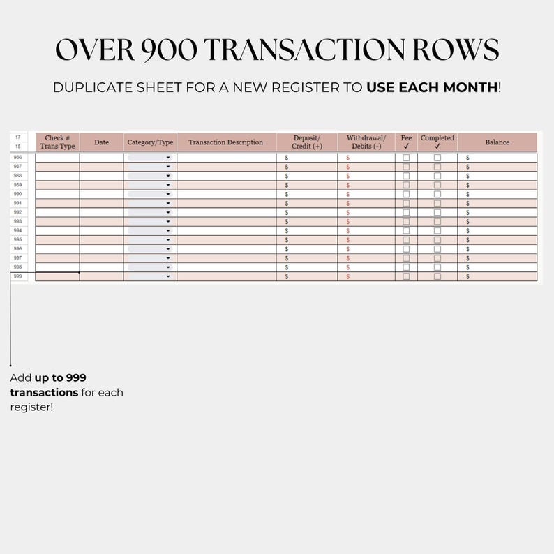 Excel Checkbook Register, Income and Expense Tracker, Brown Excel ...