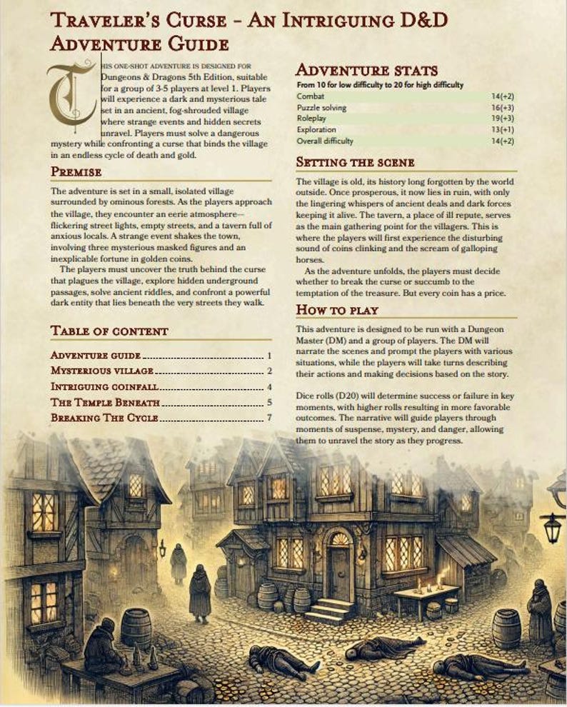 Traveler's Curse D&D 5e One-shot Adventure (digital PDF) - Etsy