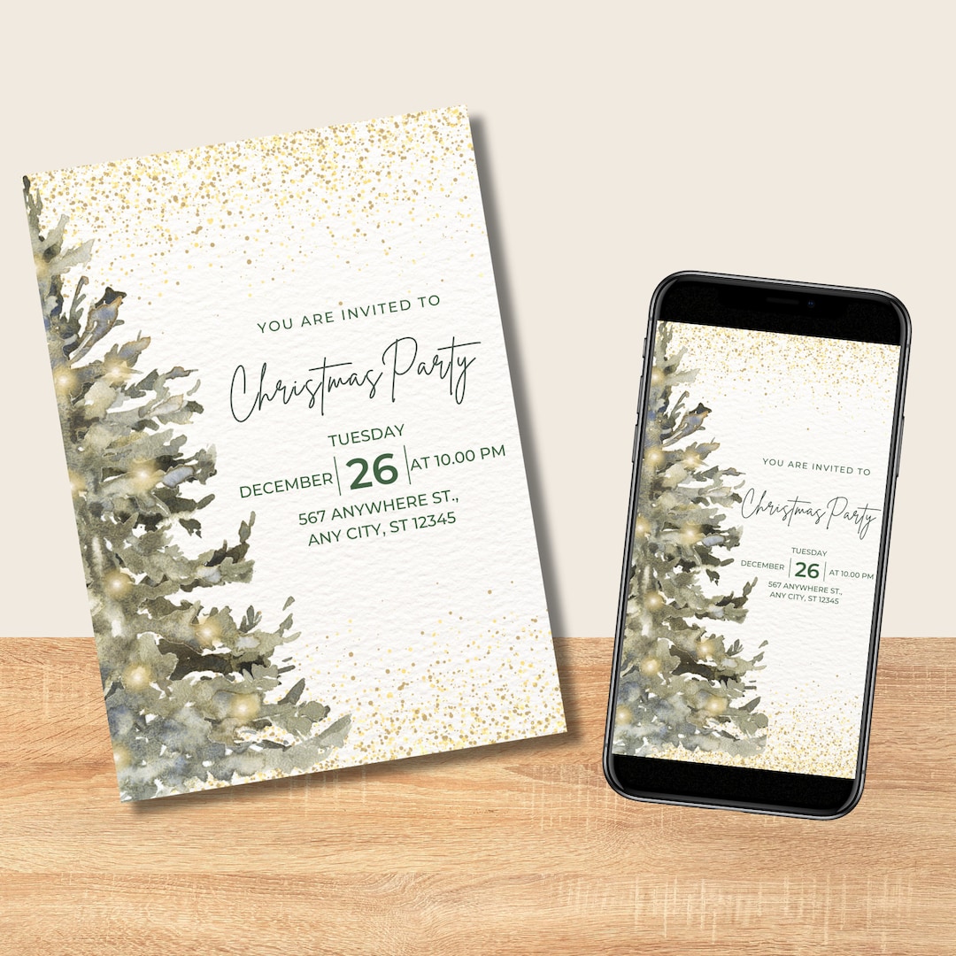 Editable Christmas Party Invitation, Digital Christmas Invite, Holiday ...