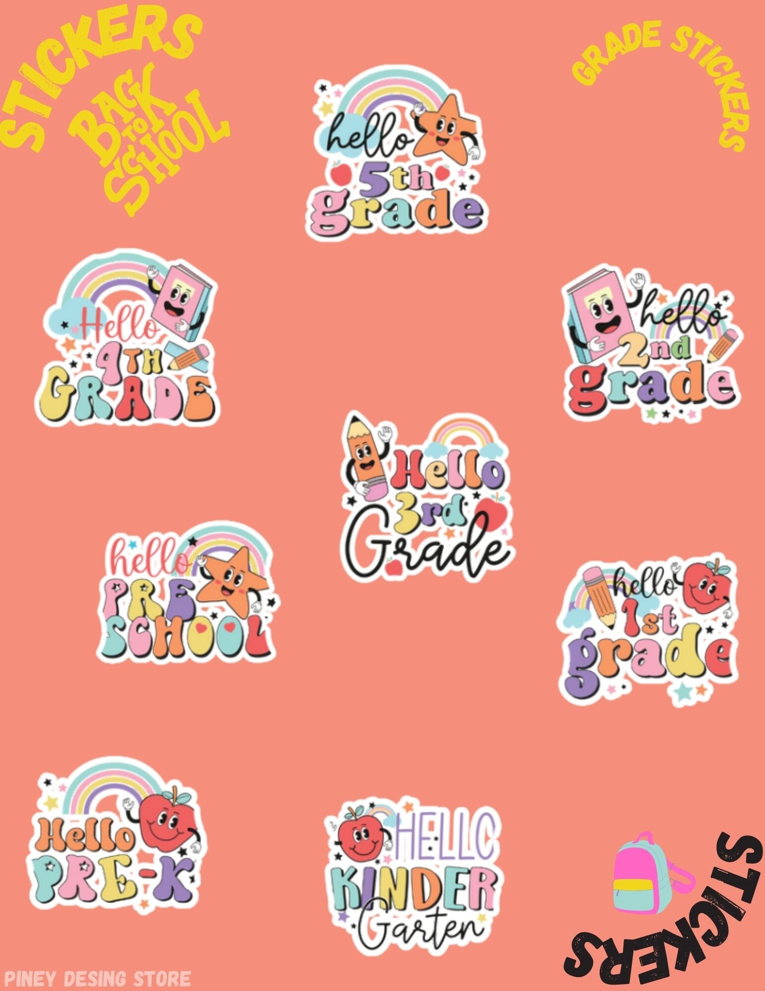 Back to School Digital Stickers-student Digital Stickers for Girls-back ...