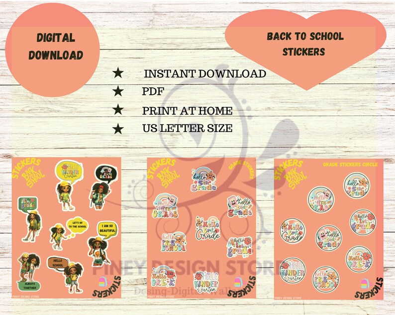 Back to School Digital Stickers-student Digital Stickers for Girls-back ...