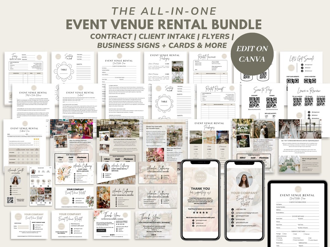 Event Venue Rental Service Contract/agreement Bundle, Editable Event ...