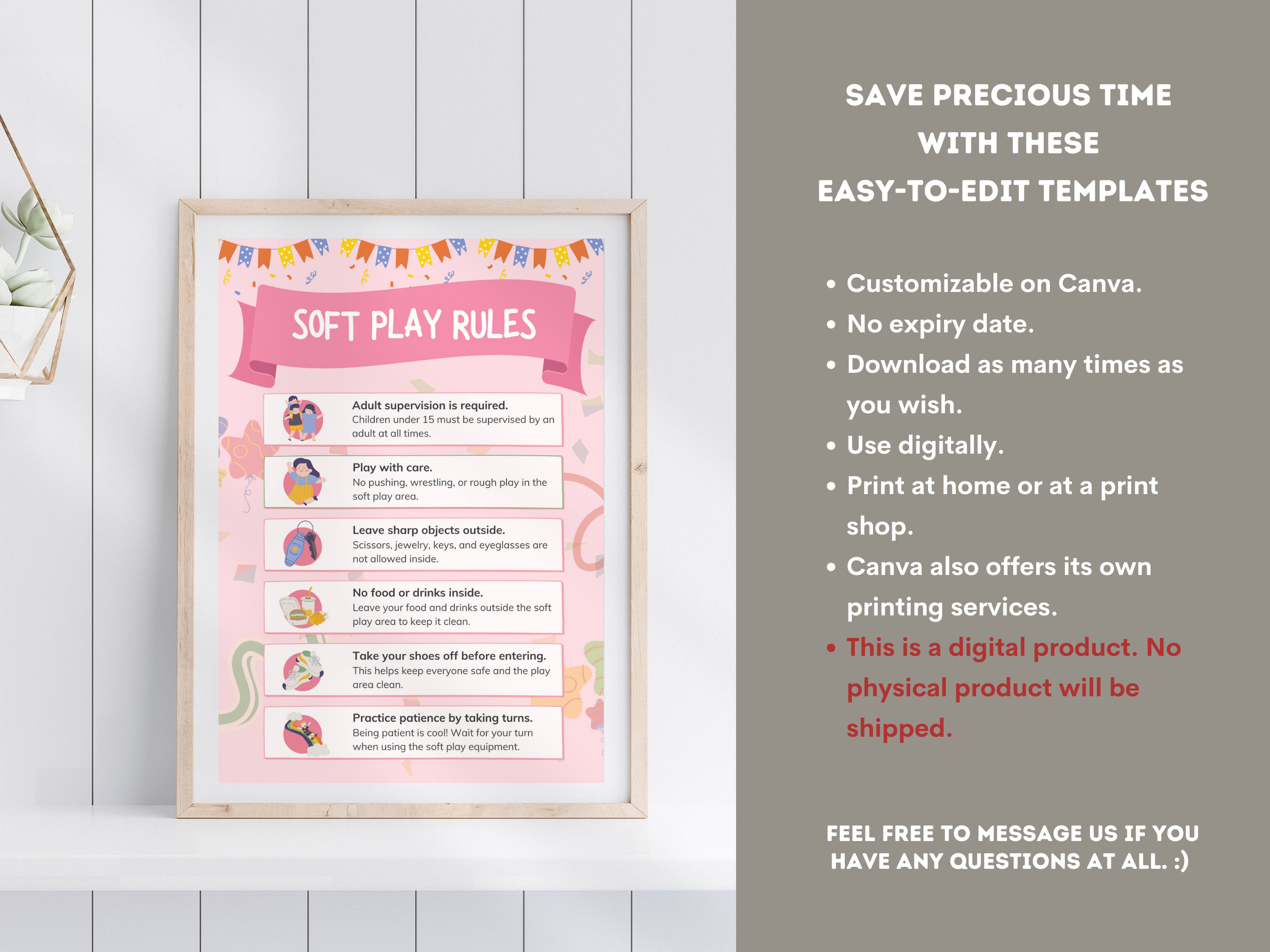 Soft Play Rental Rules Poster and Sign Template, Editable/printable Soft Play Rules Sign ...