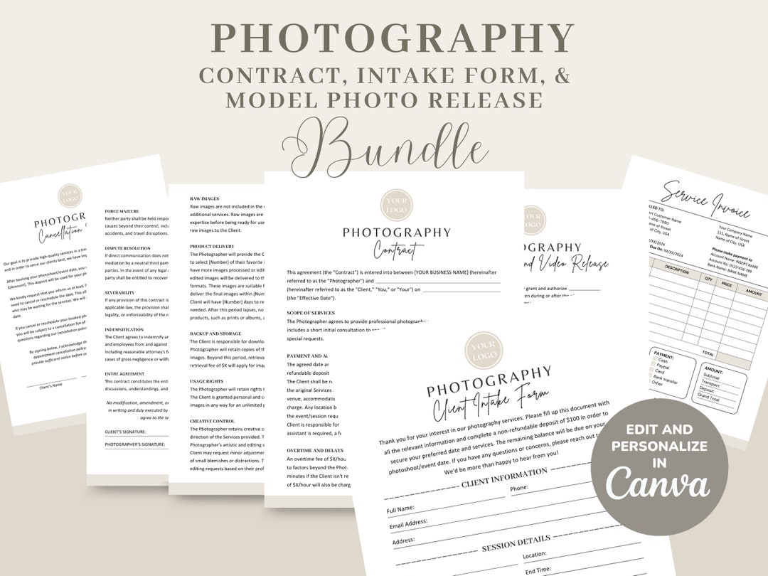 Photography Services Contract Agreement Template, Photography Client ...