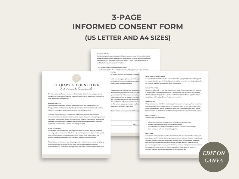 Counseling Client Intake Form, Psychotherapy/counseling Informed ...