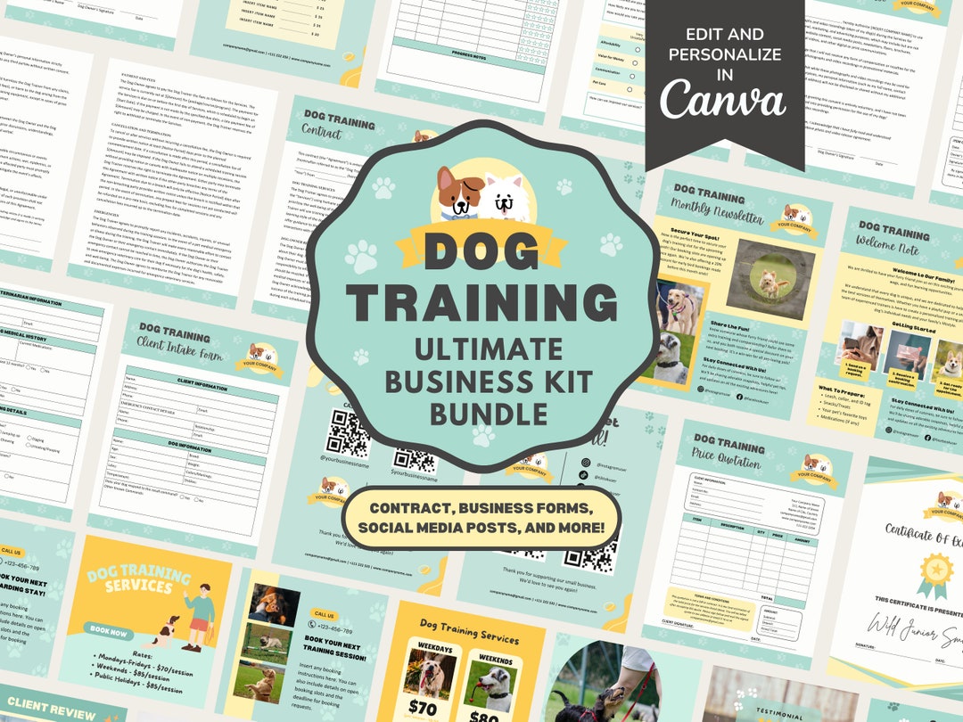 Dog Training Service Agreement/contract Template, Editable Pet Training ...