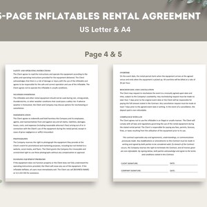 Inflatables Rental Agreement Template, Printable/editable Inflatable ...