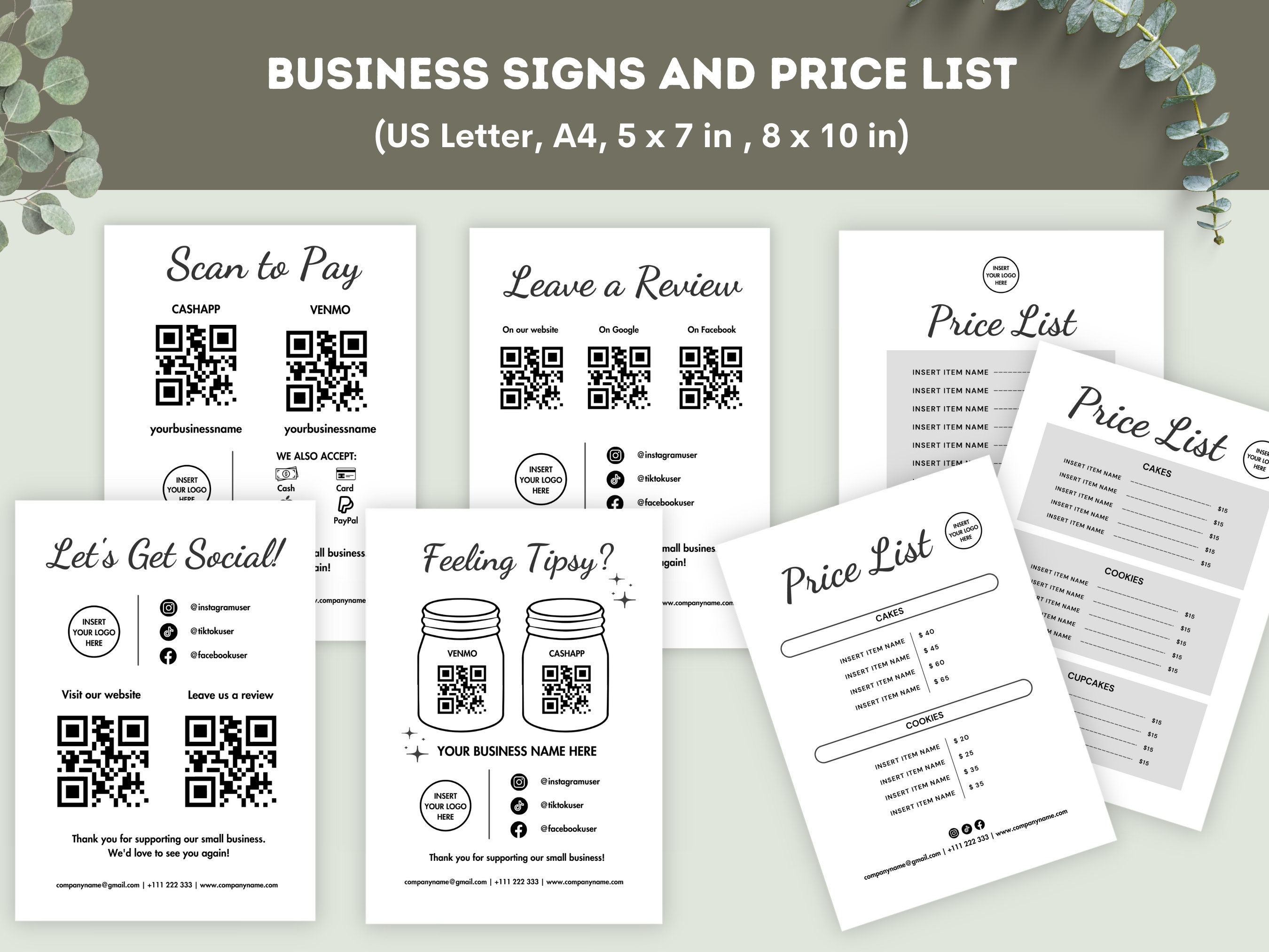 Bakery/cake Business Order Form & Tracker, Cake Care Card, Scan to Pay ...