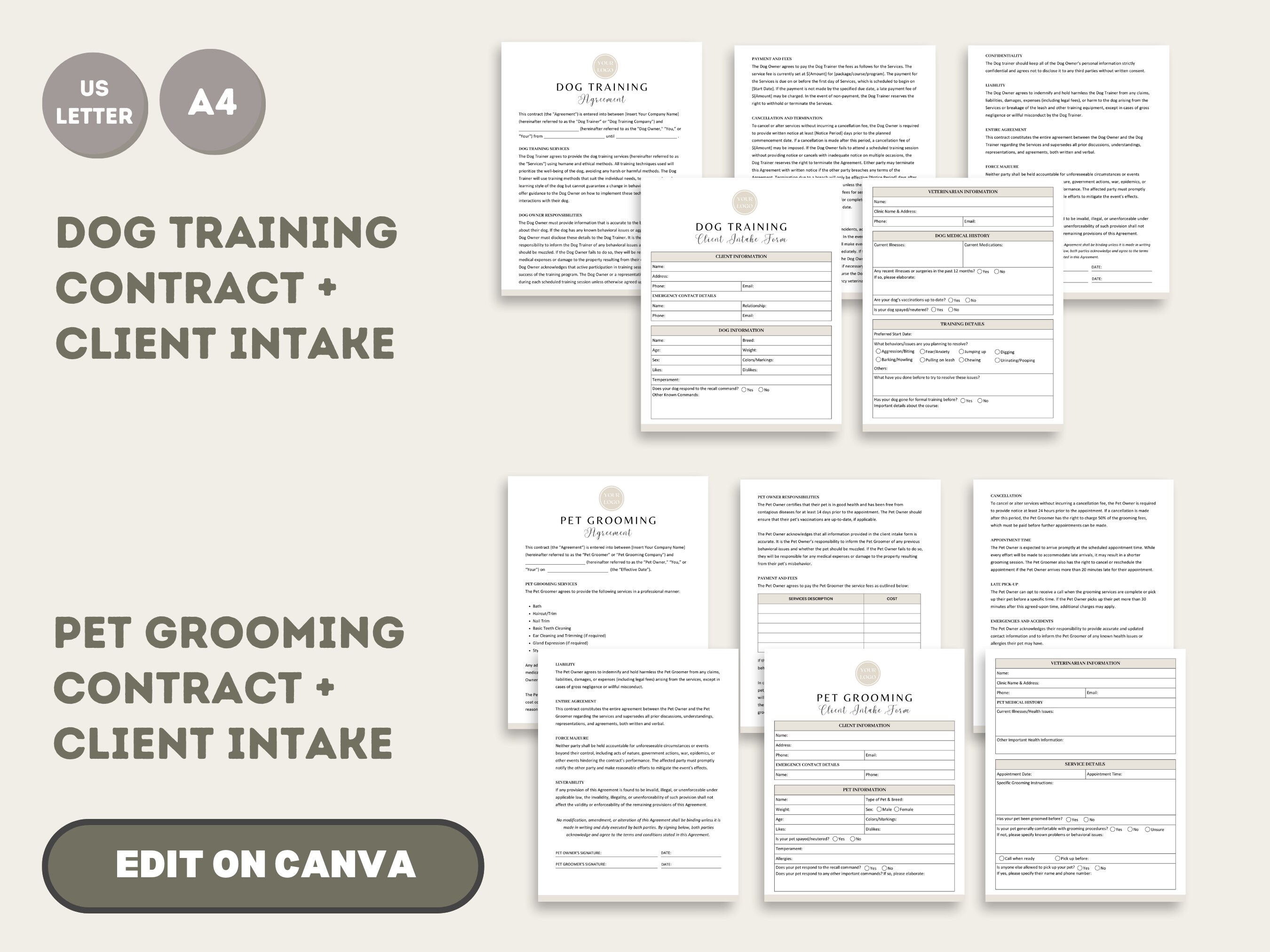 Pet Business Agreement/contract Template, Editable Dog Walking, Pet ...