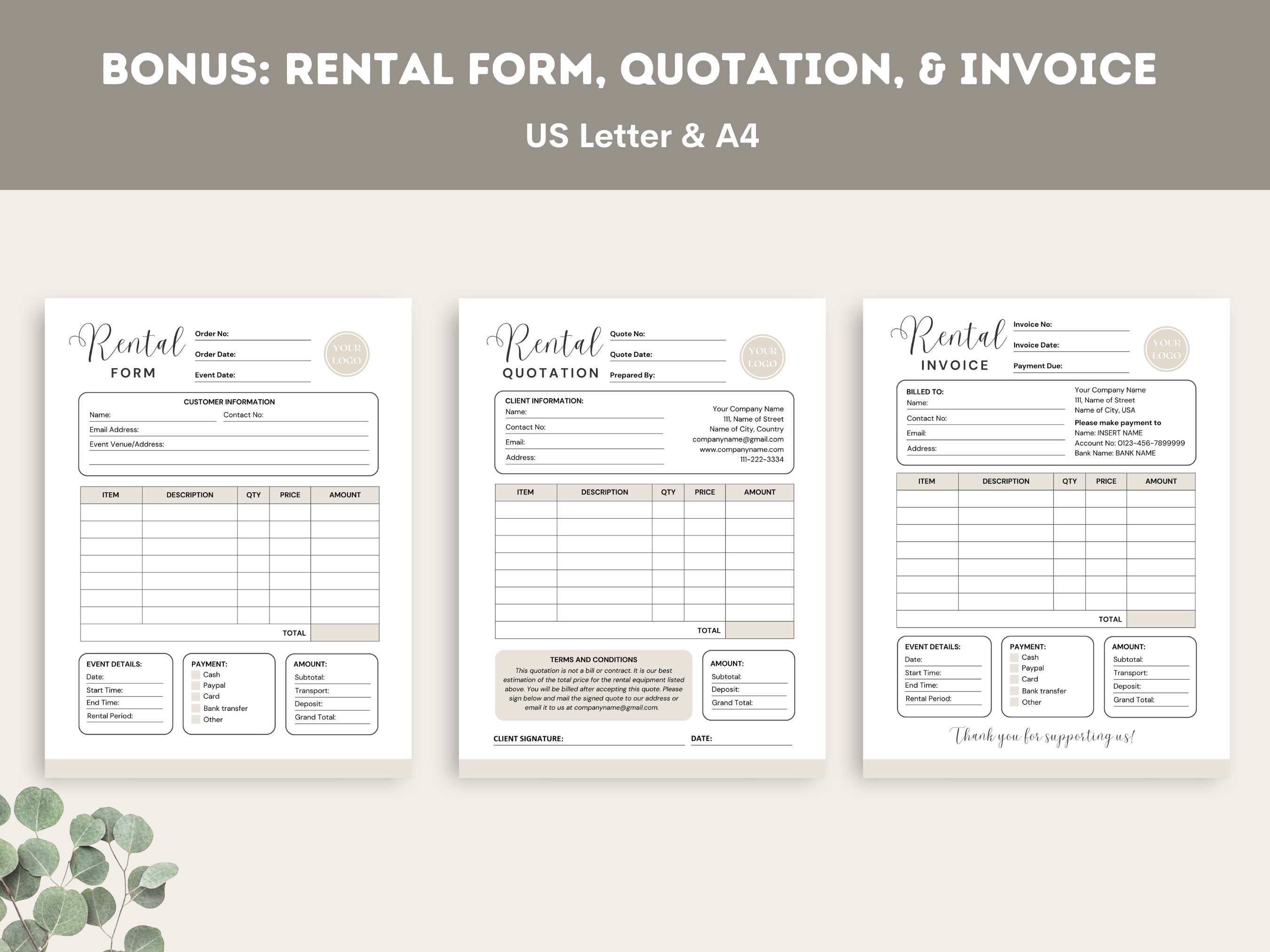 Inflatables Rental Agreement Template, Printable/editable Inflatable ...