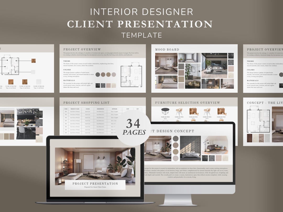Interior Design Presentation Template, Canva Client Project Proposal ...