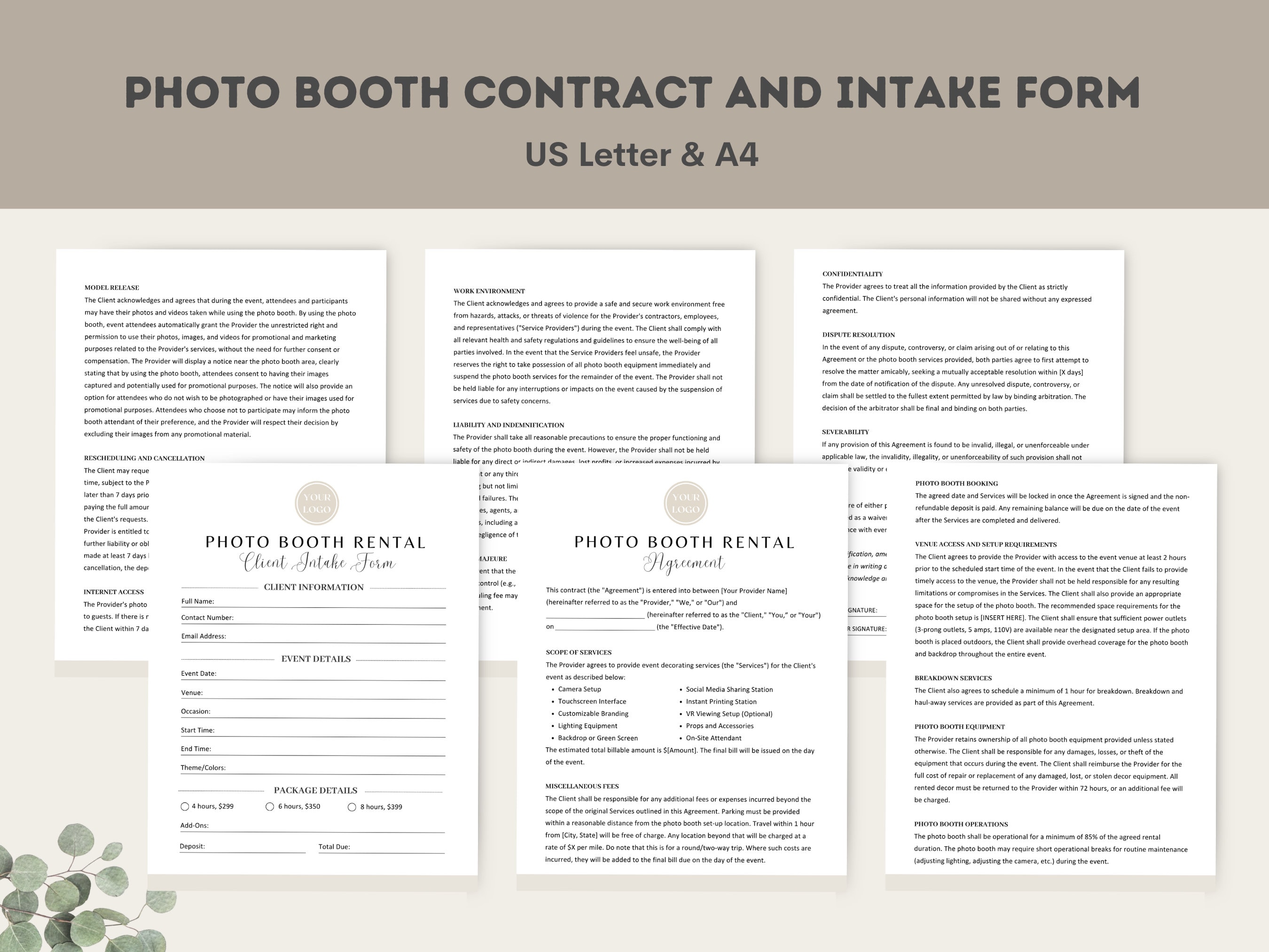 Photo Booth Contract Template Bundle, Video Booth Rental Agreement ...