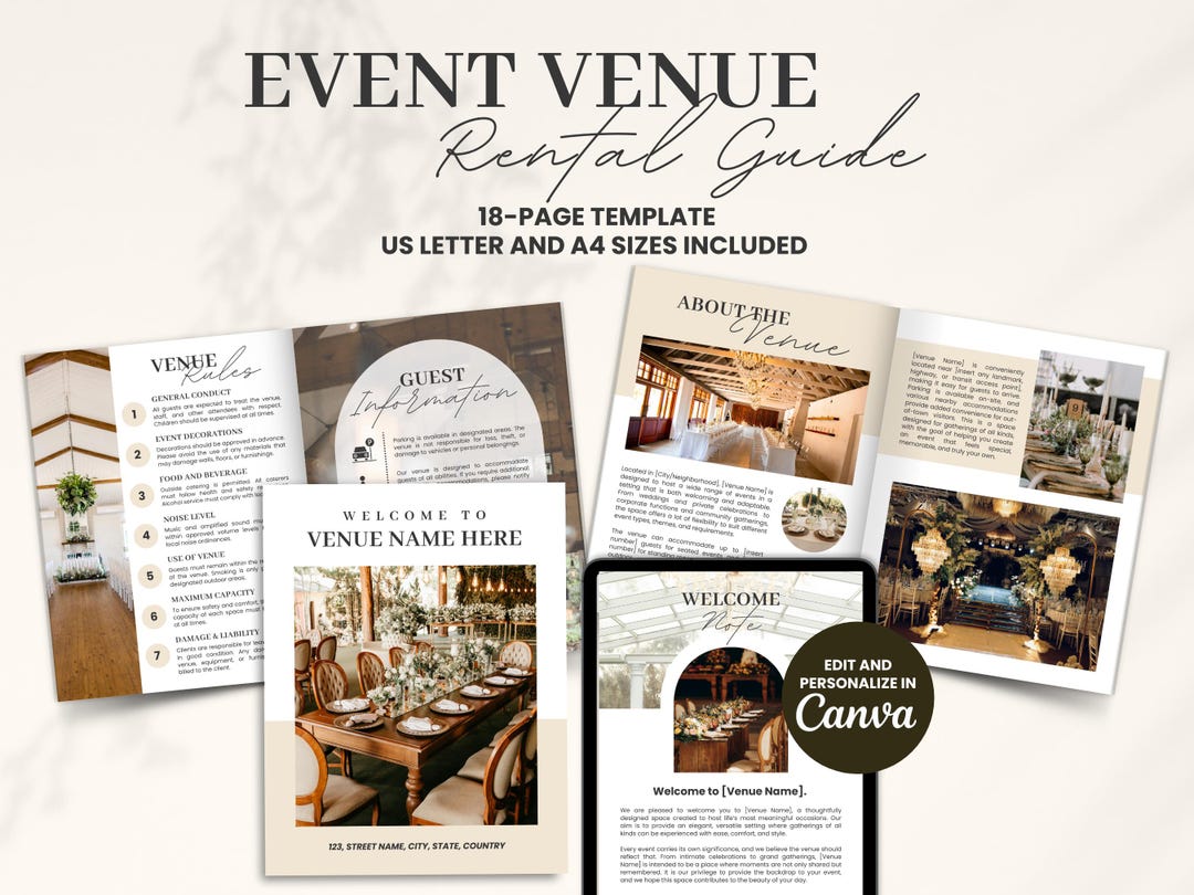 Event Venue Rental Guide Book, Editable & Printable Wedding Venue ...
