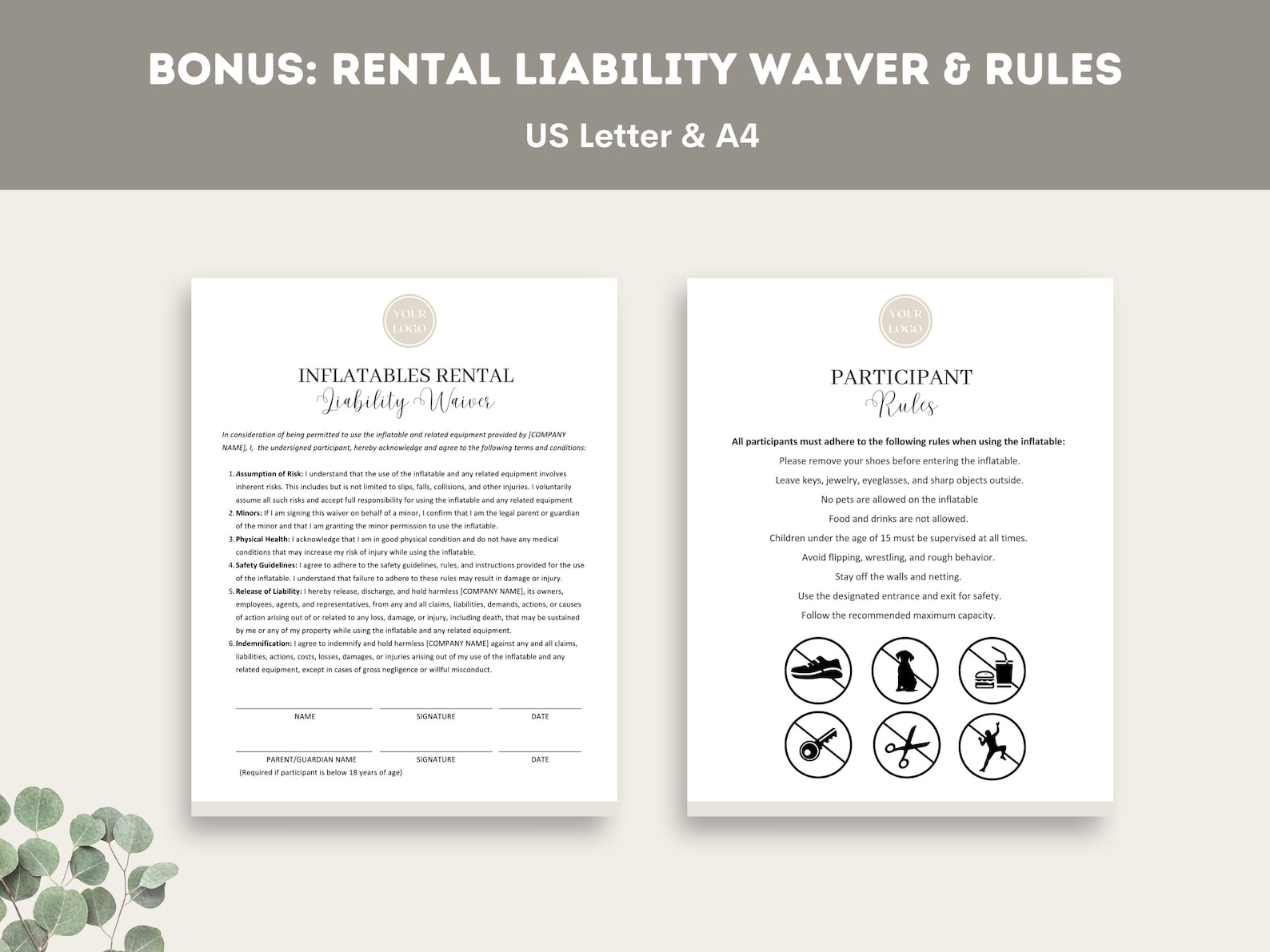 Inflatables Rental Agreement Template, Printable & Editable Inflatable ...