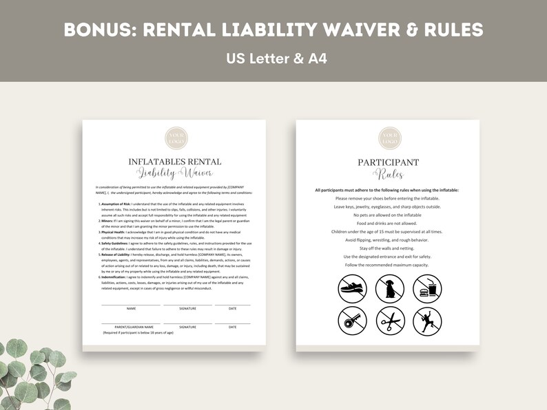 Inflatables Rental Agreement Template, Printable & Editable Inflatable ...