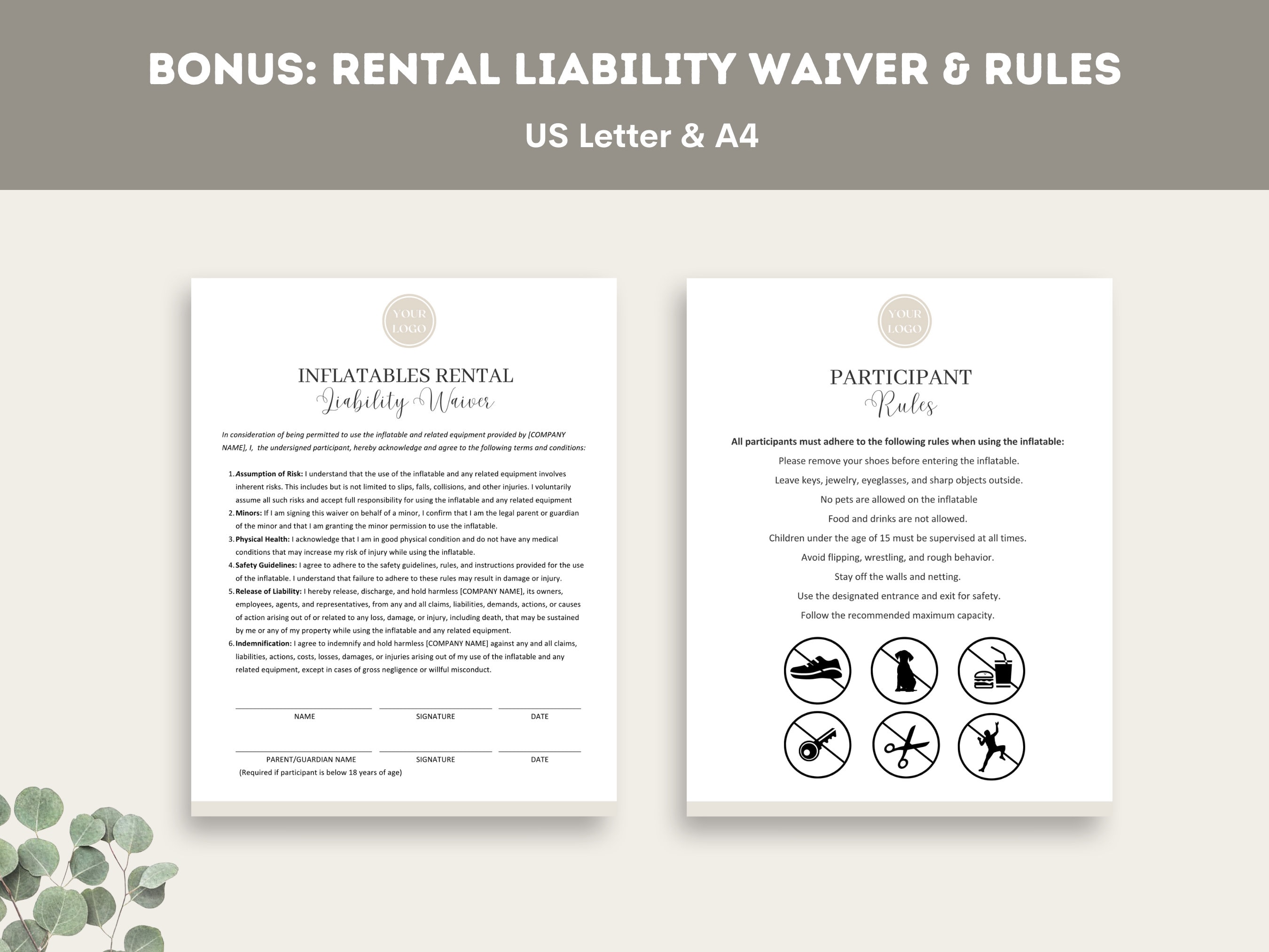 Inflatables Rental Agreement Template, Printable & Editable Inflatable ...