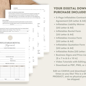 Inflatables Rental Agreement Template, Printable/editable Inflatable ...