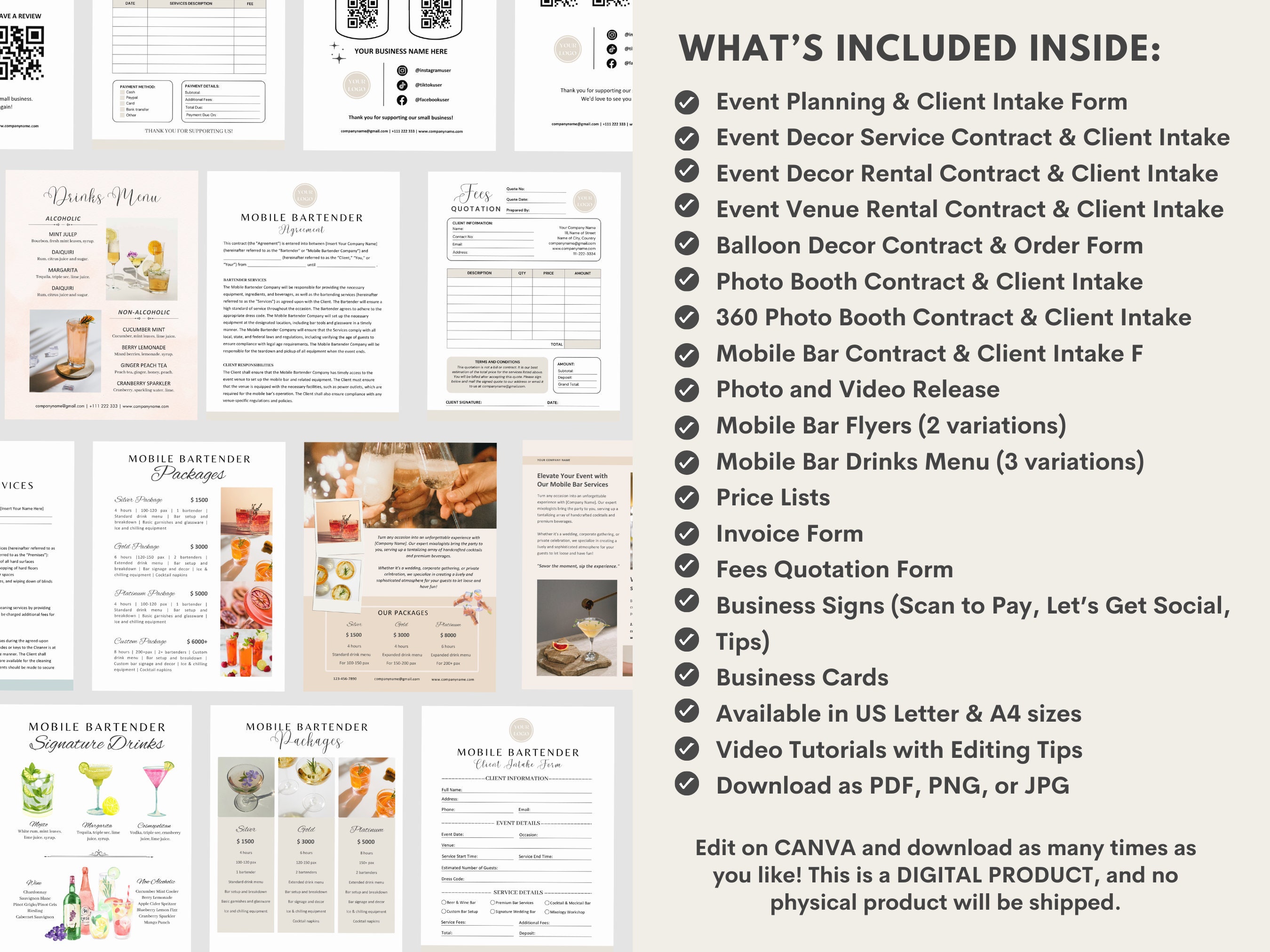 Event Planning/decor Contract Bundle, Client Intake & Order Form ...