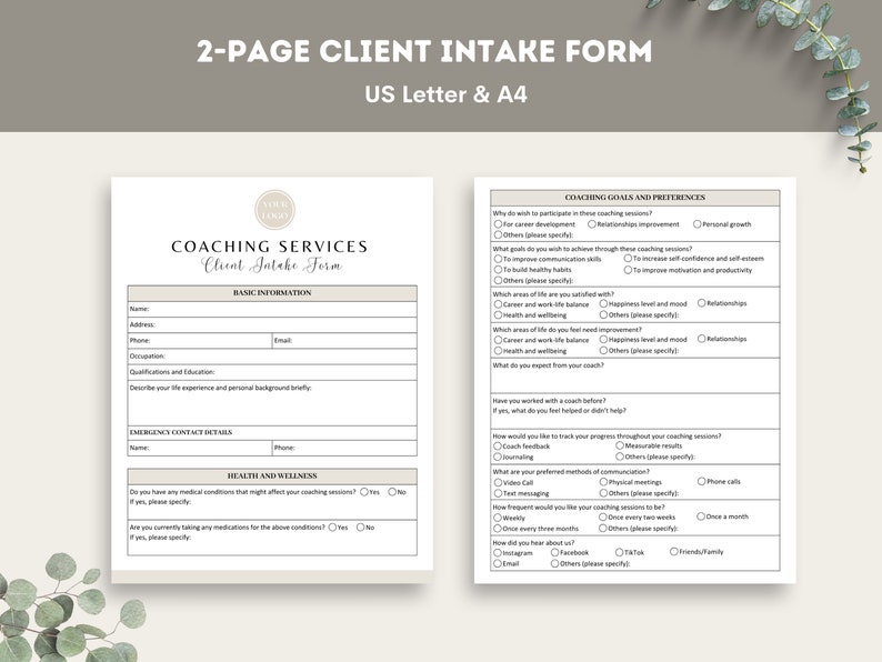 Coaching Agreement/contract Template, Editable & Printable Life Coach ...
