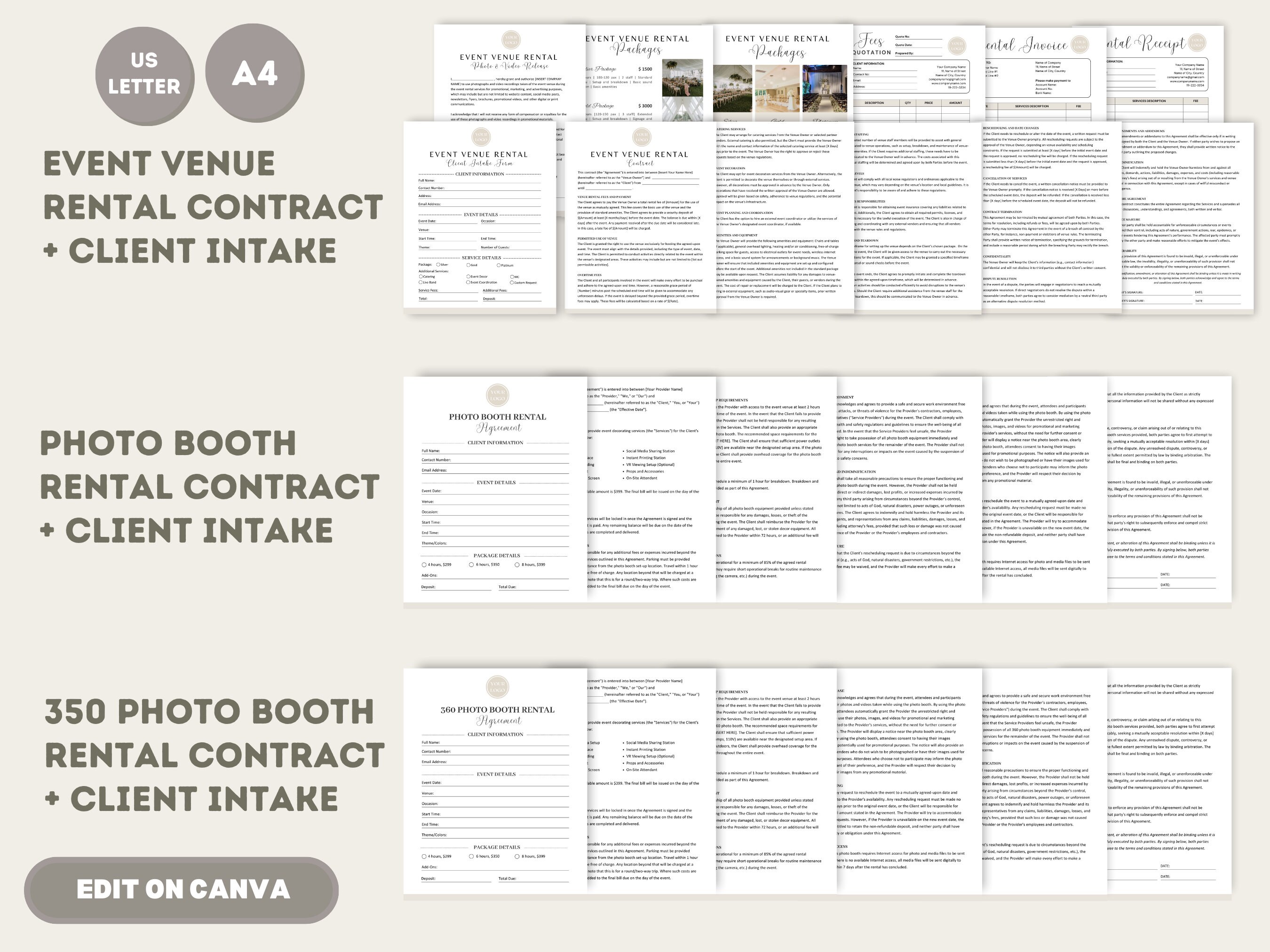 Event Planning/decor Contract Bundle, Client Intake & Order Form ...