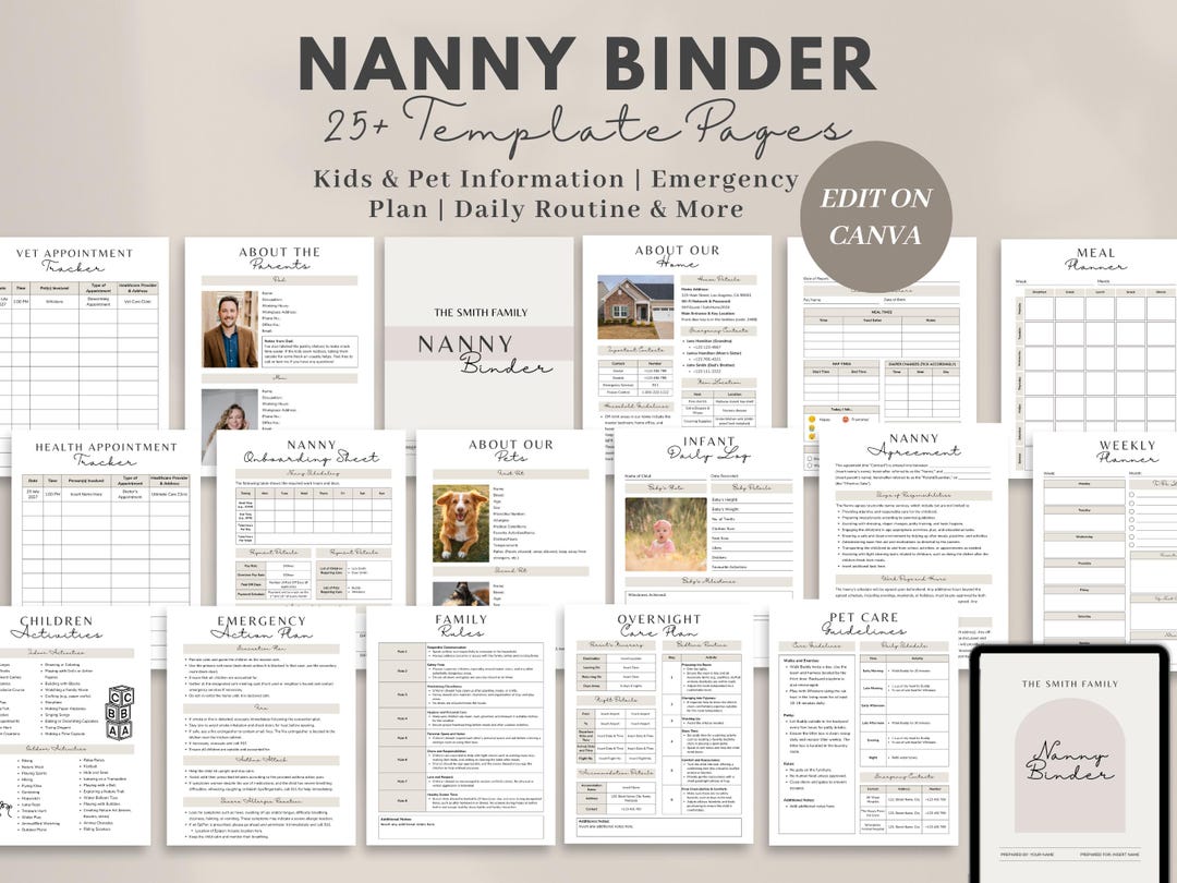 Editable Nanny Binder, Printable Babysitting Planner/notes, Childcare ...