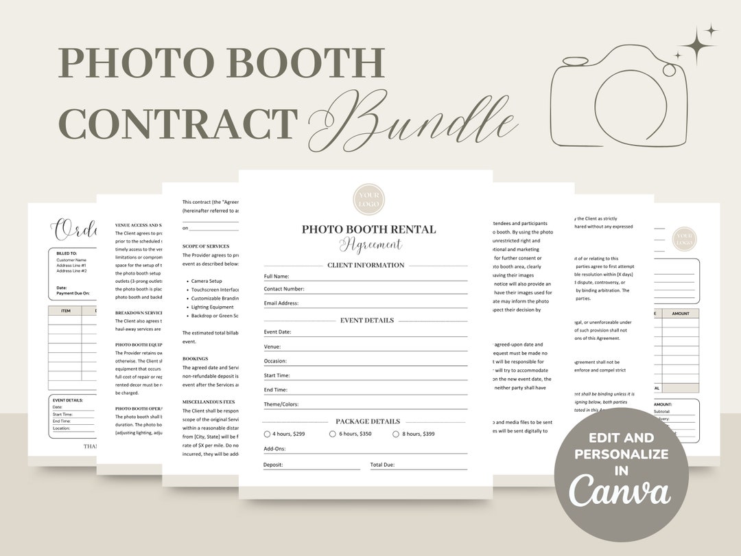 Photo Booth Contract Template, Video Booth Rental Agreement, Printable ...
