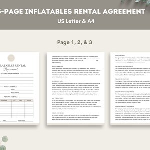 Inflatables Rental Agreement Template, Printable/editable Inflatable ...