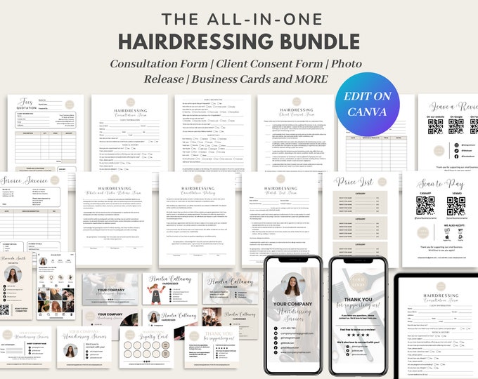 Hair Salon Forms Hairdresser Profile Card Client Card Order Form ...