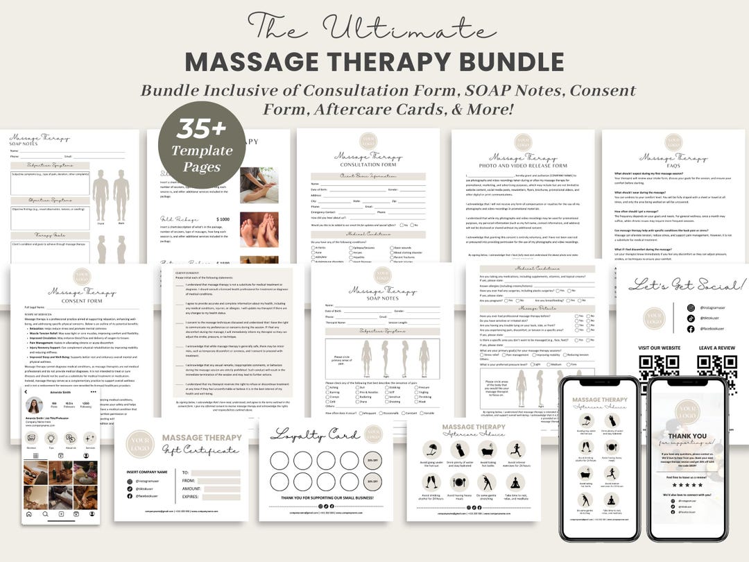 Massage Therapy Forms, Massage Consent, Client Intake & Consultation ...